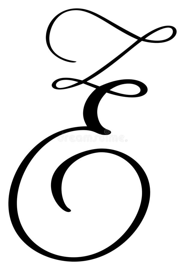 Vector Calligraphy Hand Drawn Letter E. Script Font Logo Icon Stock ...