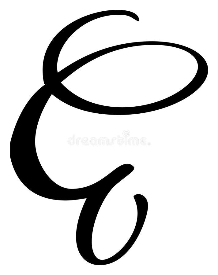 Vector Calligraphy Hand Drawn Letter E. Script Font Logo Icon Stock ...