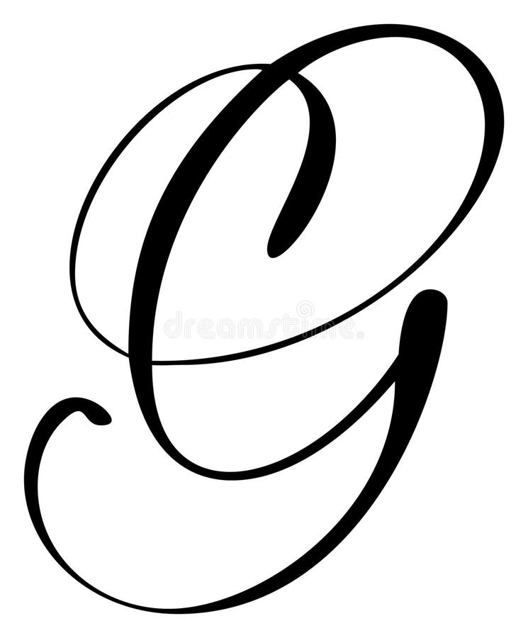 Vector Calligraphy Hand Drawn Letter G Logo. Script Font Stock Vector ...