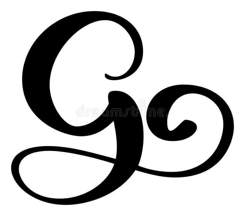 Vector Calligraphy Hand Drawn Letter G Logo. Script Font Stock Vector ...