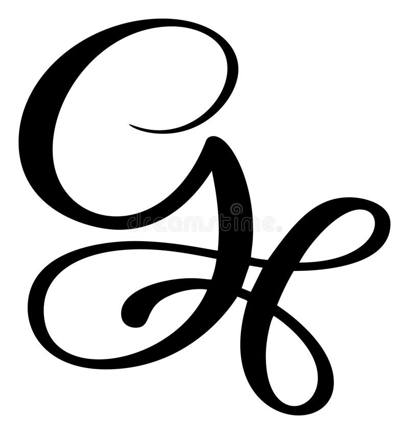 Vector Calligraphy Hand Drawn Letter G Logo. Script Font Stock Vector ...