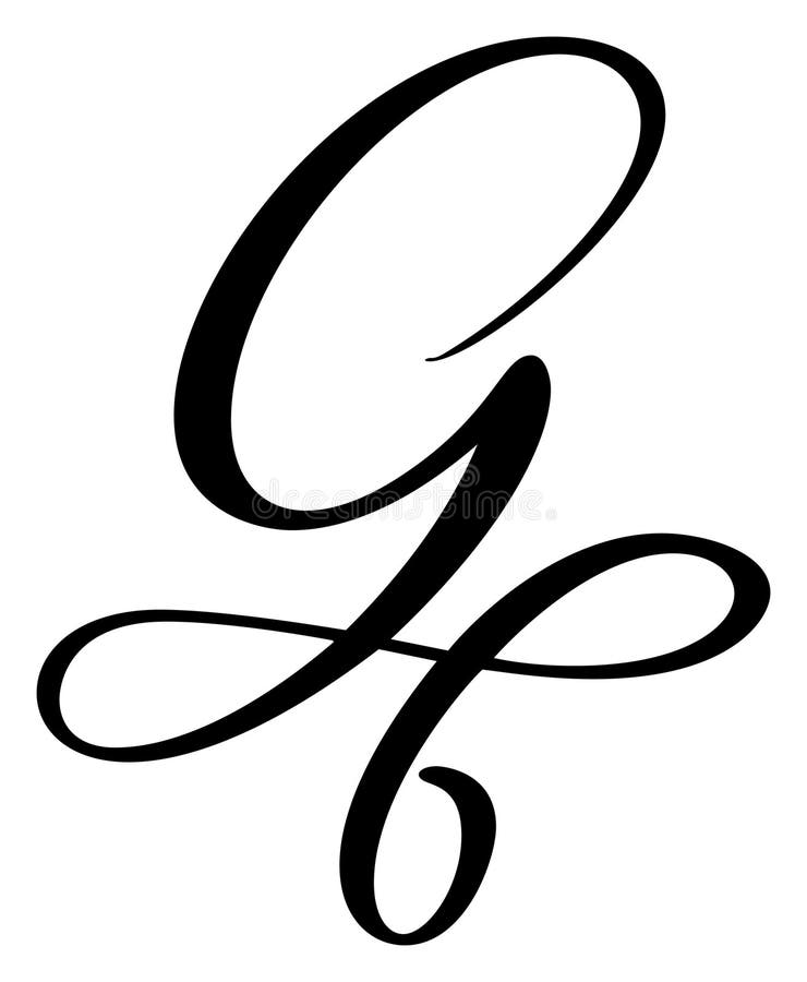 Vector Calligraphy Hand Drawn Letter G Logo. Script Font Stock Vector ...
