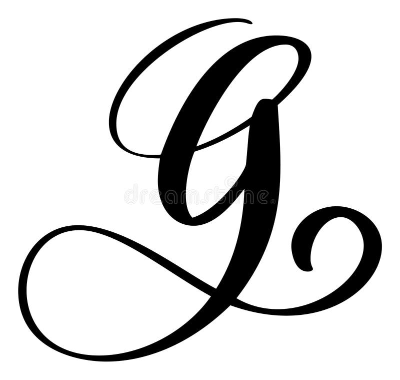 Vector Calligraphy Hand Drawn Letter G. Script Font Logo Icon Stock ...