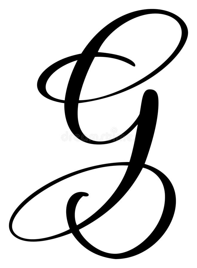Vector Calligraphy Hand Drawn Letter G. Script Font Logo Icon Stock ...