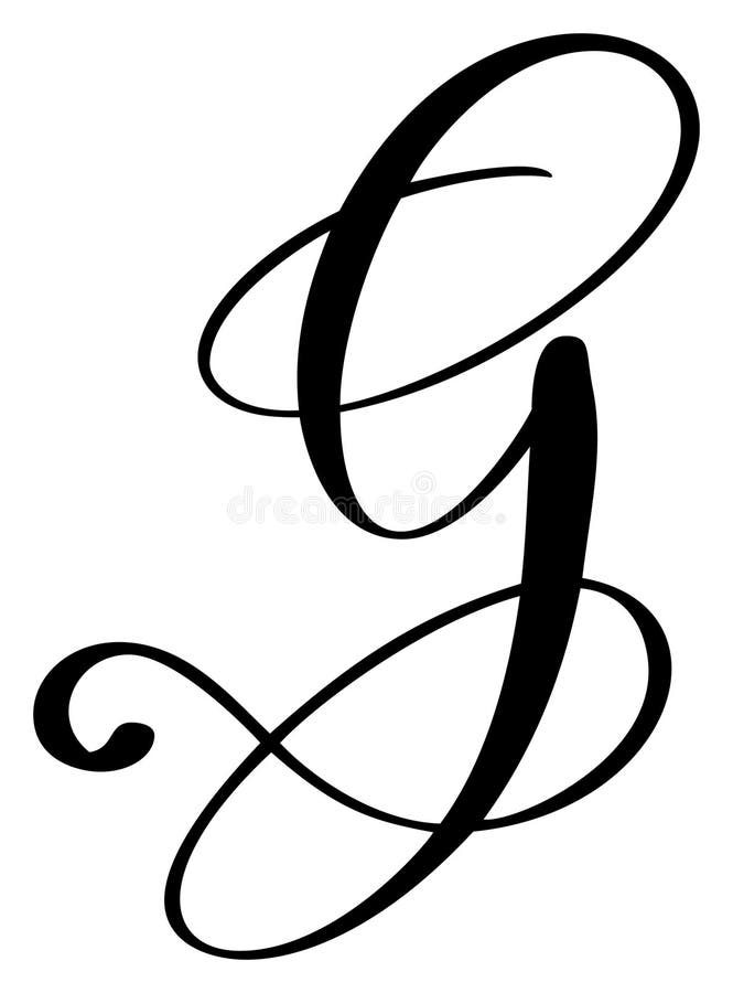 Vector Calligraphy Hand Drawn Letter G. Script Font Logo Icon Stock ...