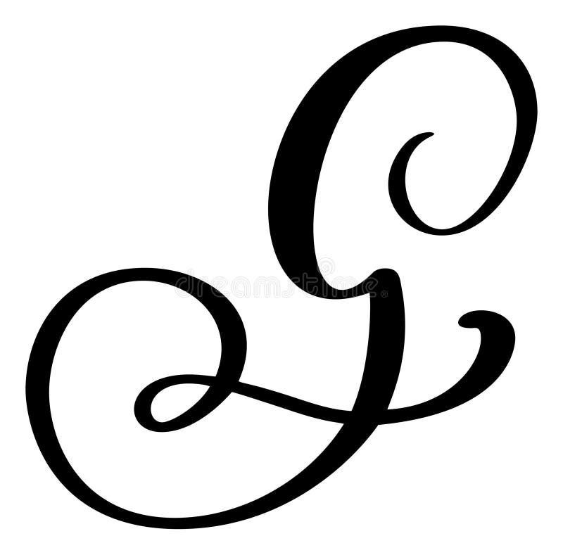 Vector Calligraphy Hand Drawn Letter G. Script Font Logo Icon Stock ...