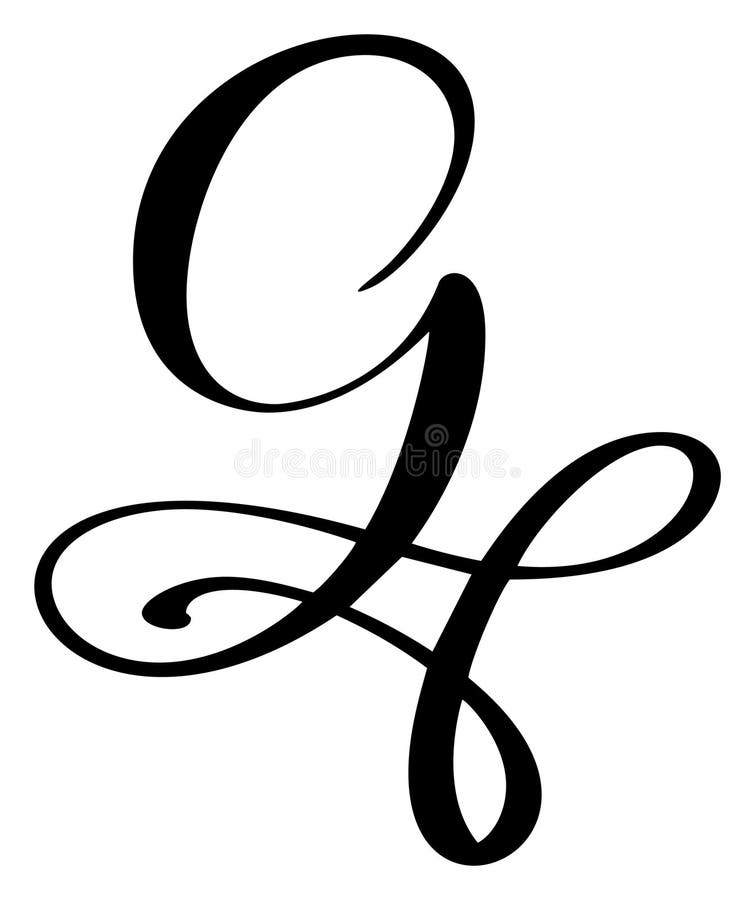 Vector Calligraphy Hand Drawn Letter G. Script Font Logo Icon Stock ...