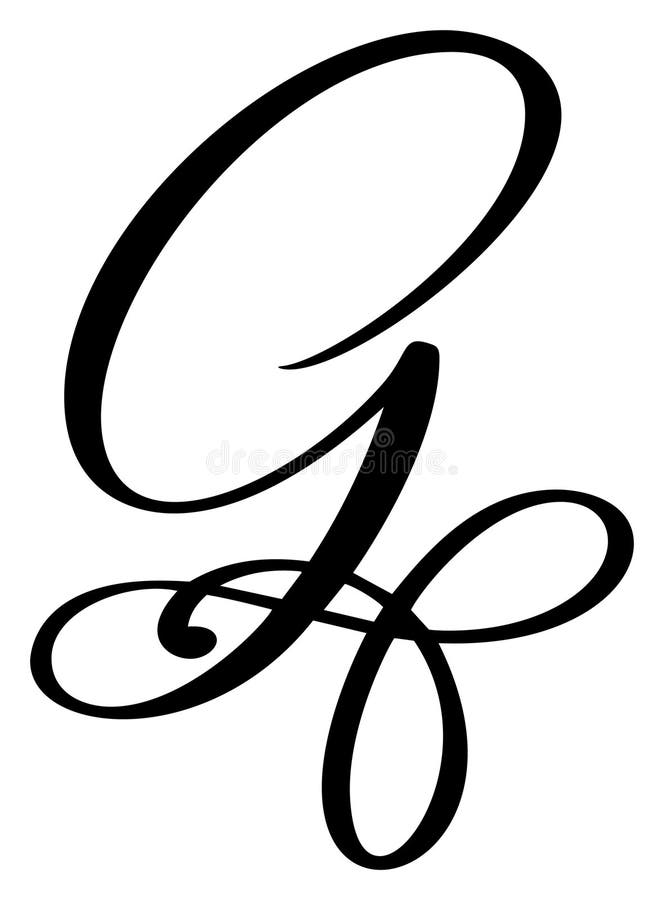 Vector Calligraphy Hand Drawn Letter G. Script Font Logo Icon Stock ...