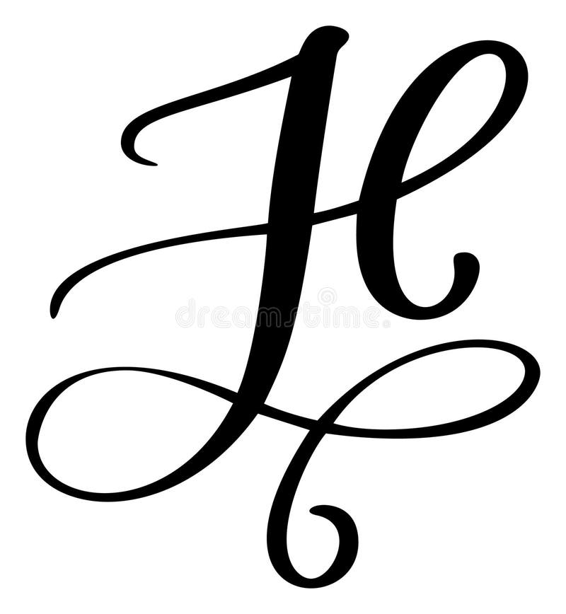 Vector Calligraphy Hand Drawn Letter H Logo. Script Font Stock Vector ...