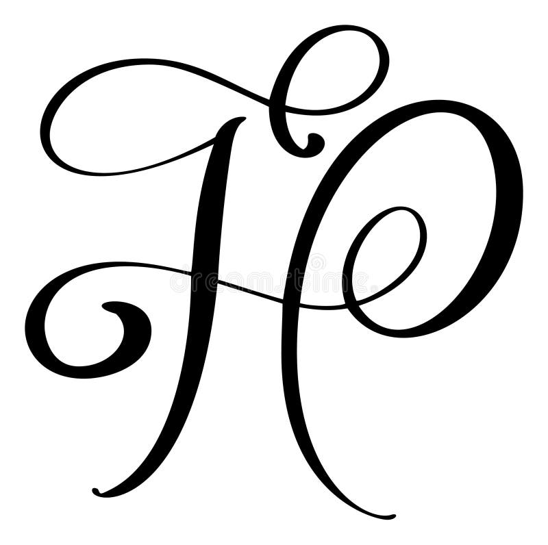 Vector Calligraphy Hand Drawn Letter H Logo. Script Font Stock Vector ...