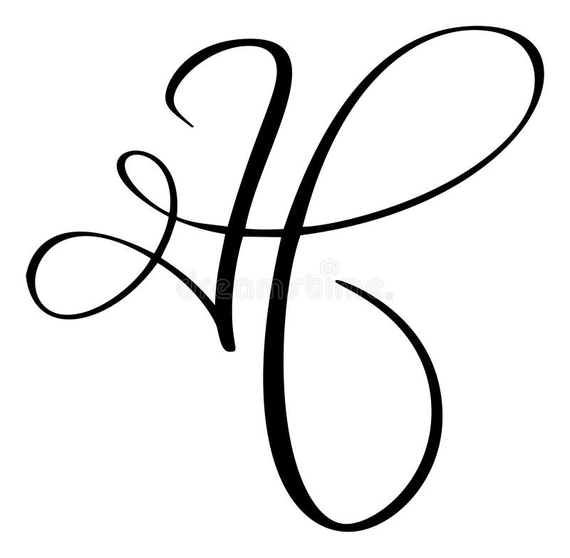 Vector Calligraphy Hand Drawn Letter H. Script Font Logo Icon Stock ...
