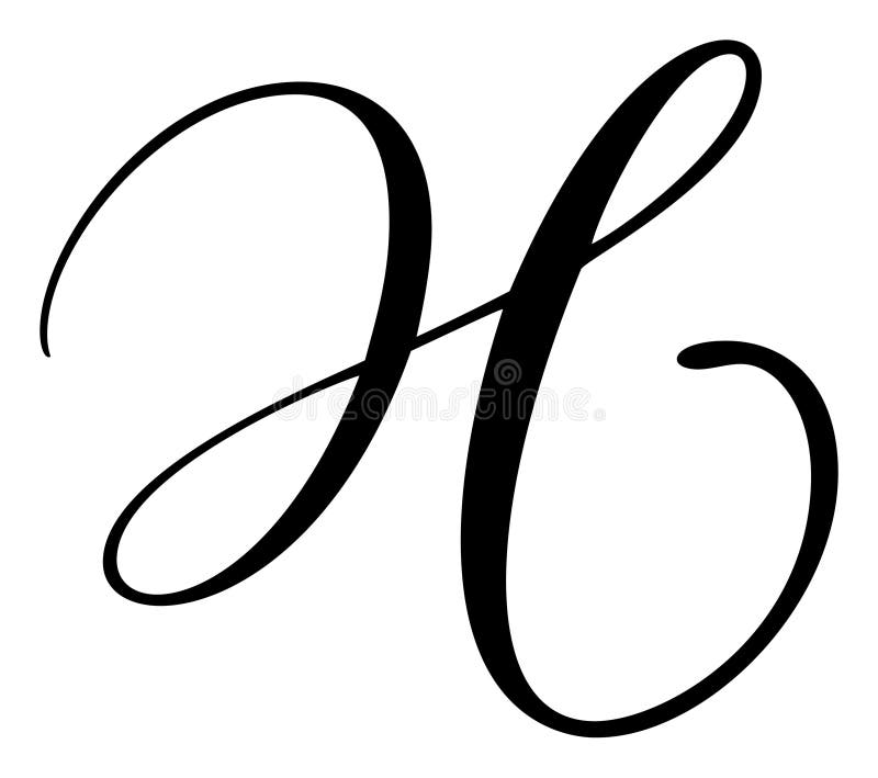 Vector Calligraphy Hand Drawn Letter H. Script Font Logo Icon Stock ...