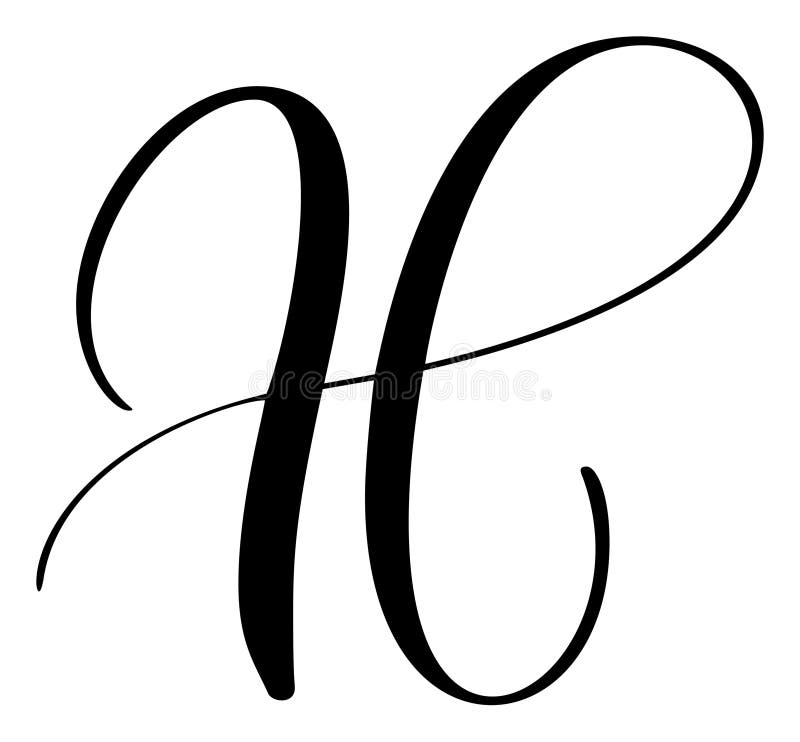 Vector Calligraphy Hand Drawn Letter H. Script Font Logo Icon Initials ...