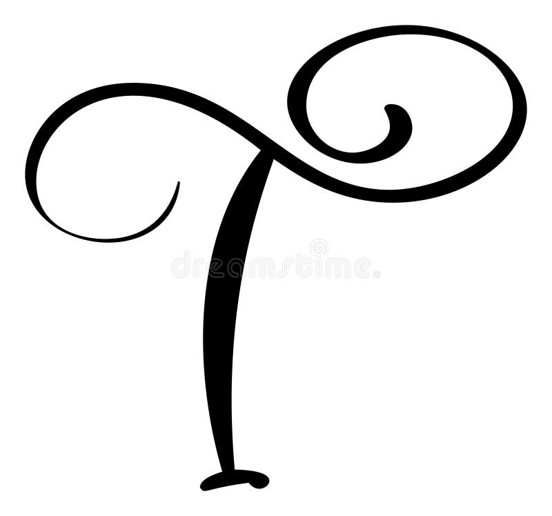 Vector Calligraphy Hand Drawn Letter I Drop Cap. Script Font Logo Icon ...