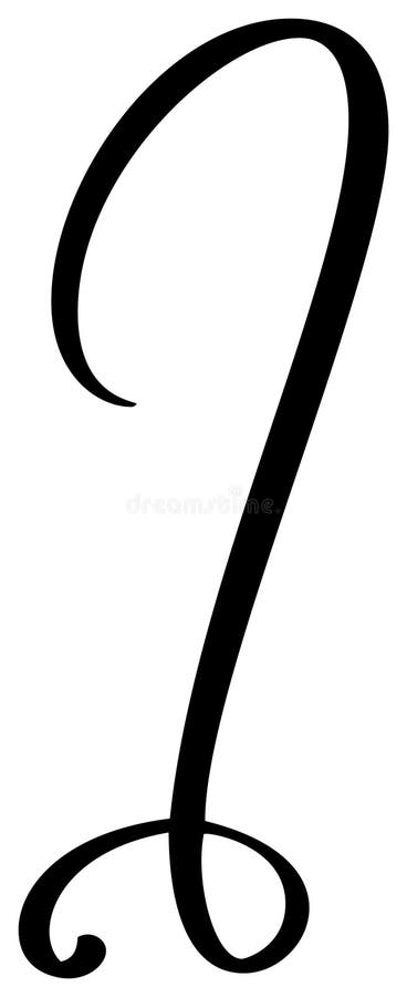 Vector Calligraphy Hand Drawn Letter I Drop Cap. Script Font Logo Icon ...