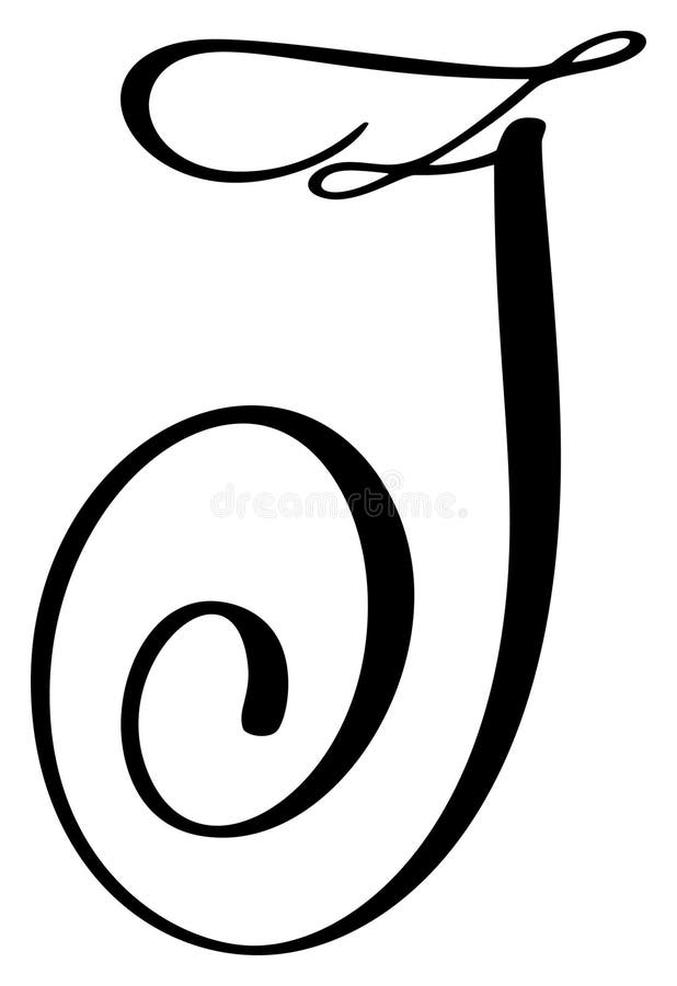 Vector Calligraphy Hand Drawn Letter J Icon Logo. Script Font ...