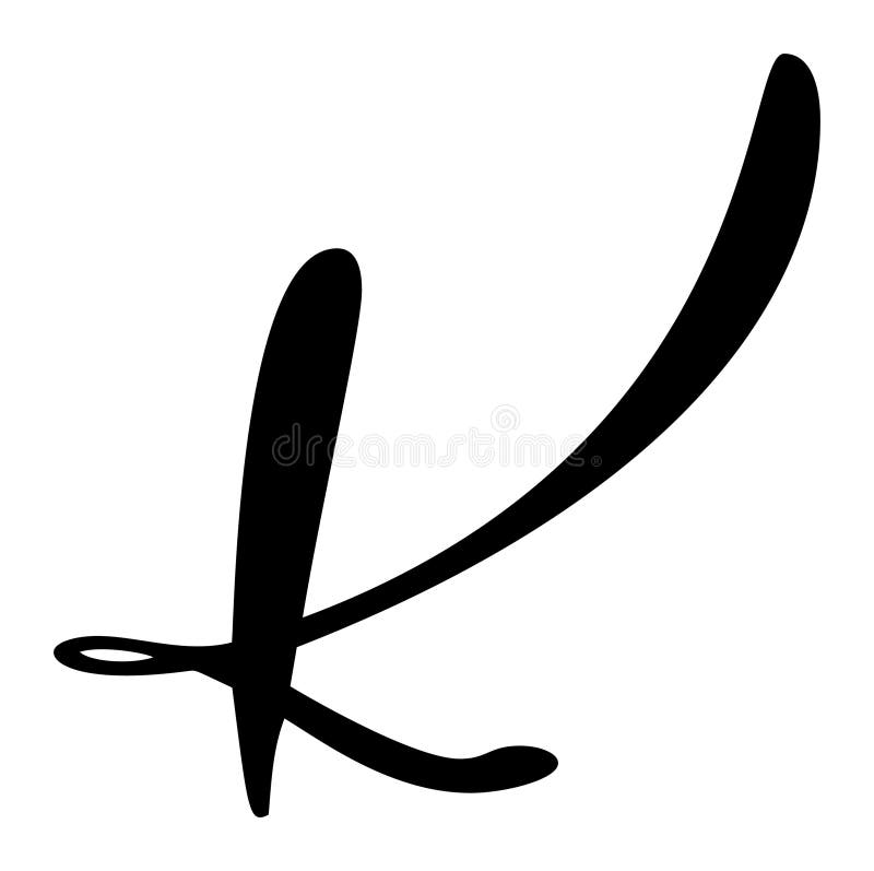 Vector Calligraphy Hand Drawn Letter K Drop Cap. Script Font Logo Icon ...