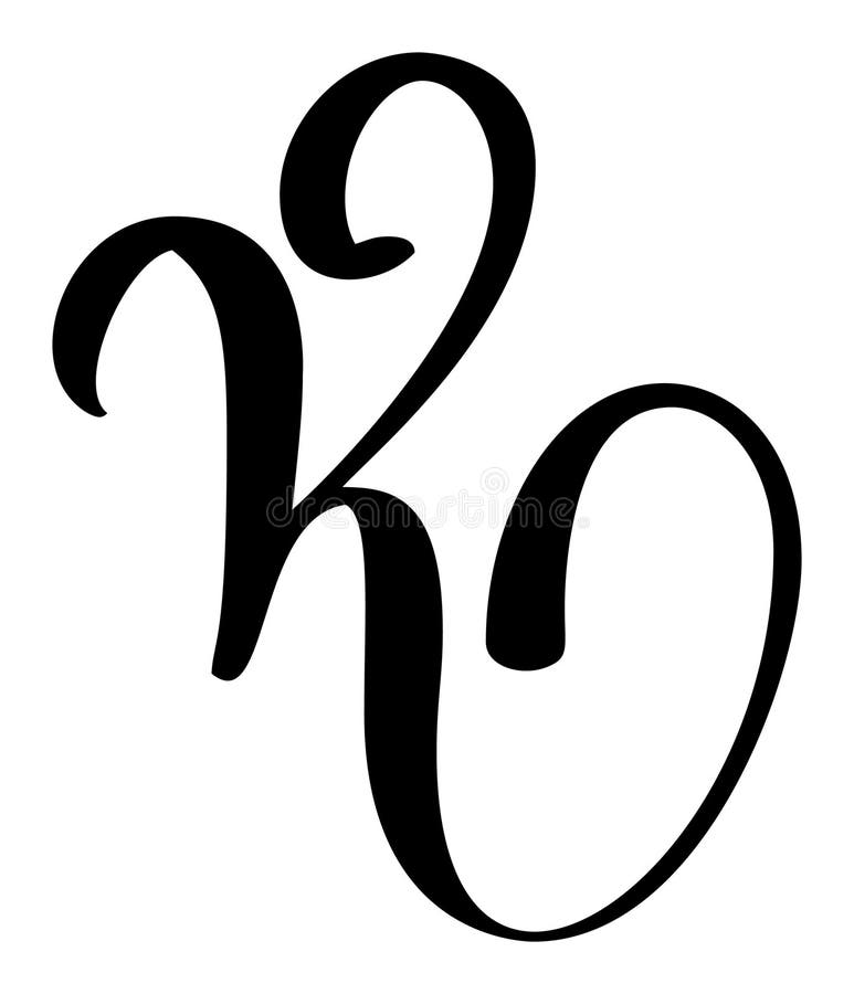Vector Calligraphy Hand Drawn Letter K Drop Cap. Script Font Logo Icon ...