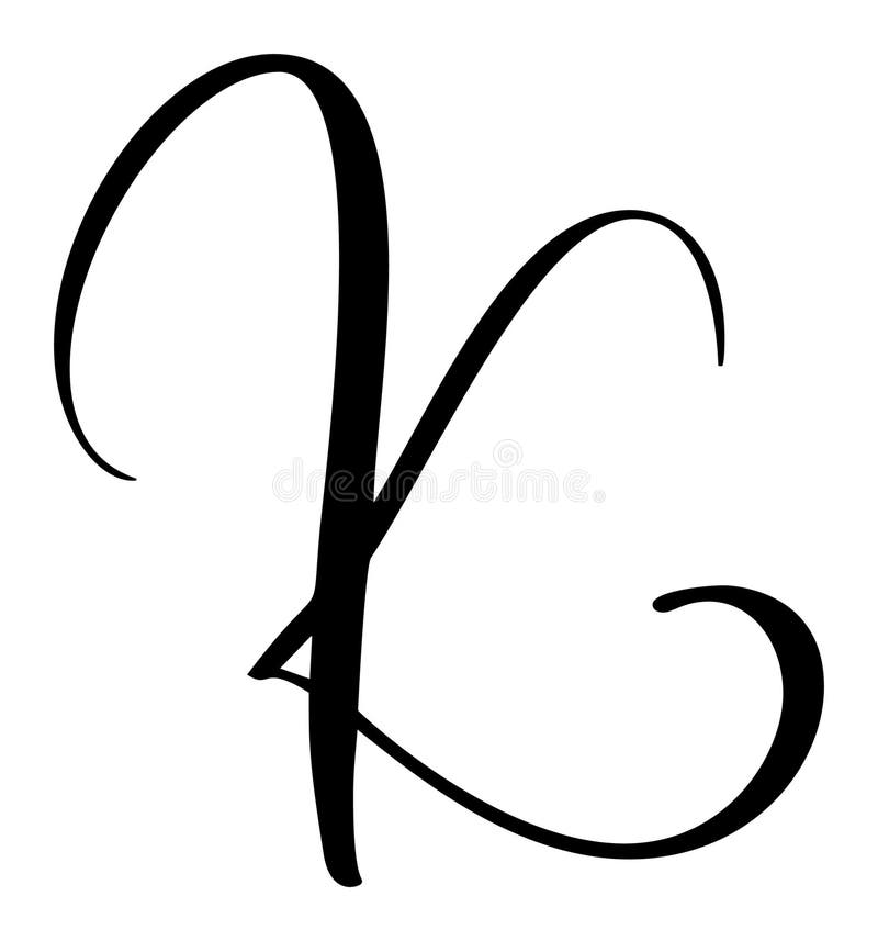 Vector Calligraphy Hand Drawn Letter K Drop Cap. Script Font Logo Icon ...