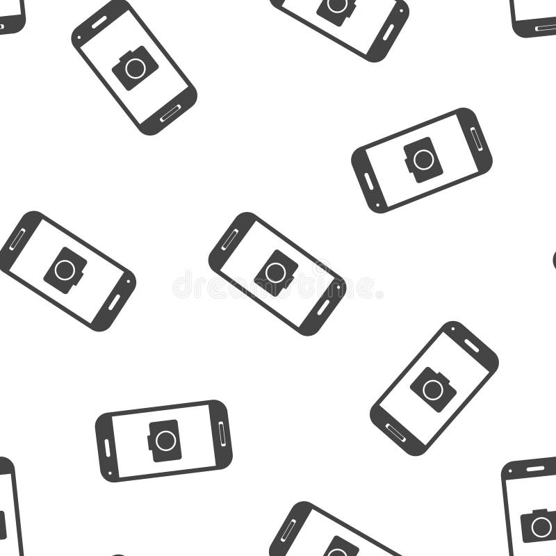 Vector Camera Icon in the Phone Seamless Pattern on a White Background ...