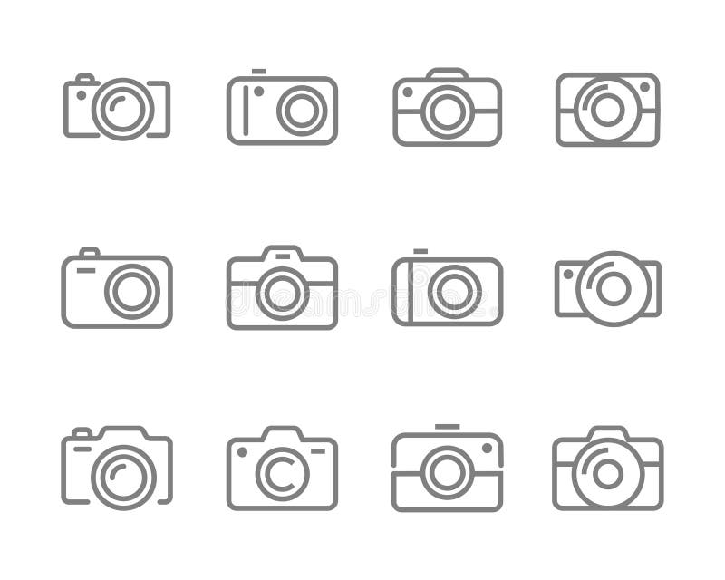 Camera Icons Set Grey on White Stock Vector - Illustration of fire ...