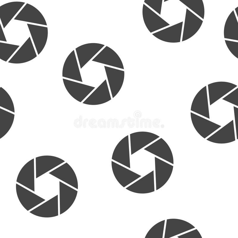 Vector Camera Lens Icon. Camera Shutter on Seamless Pattern on a White ...