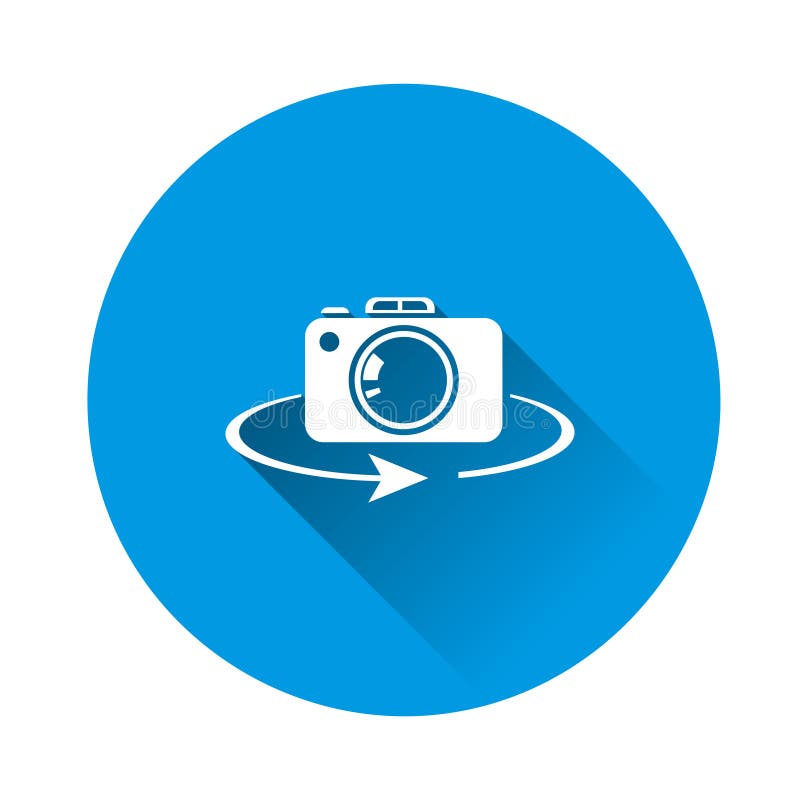 Vector Camera Rotate Icon. Retro Camera Icon on Blue Background Stock ...