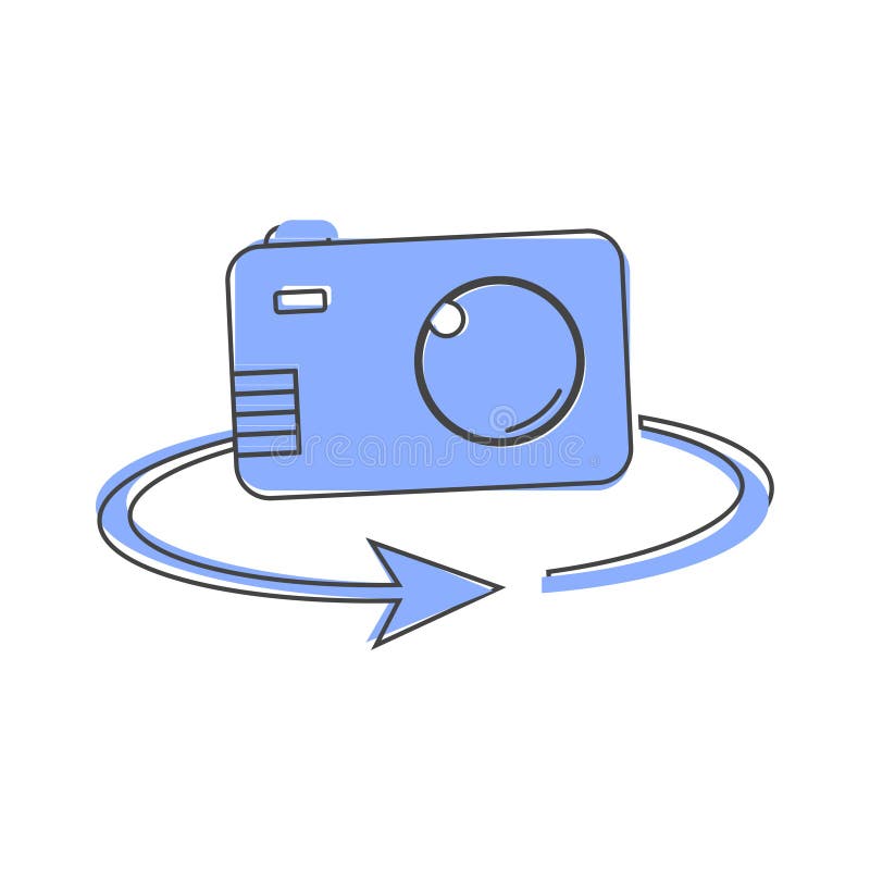 Vector Camera Rotate Icon. Retro Camera Icon on Blue Background Stock ...