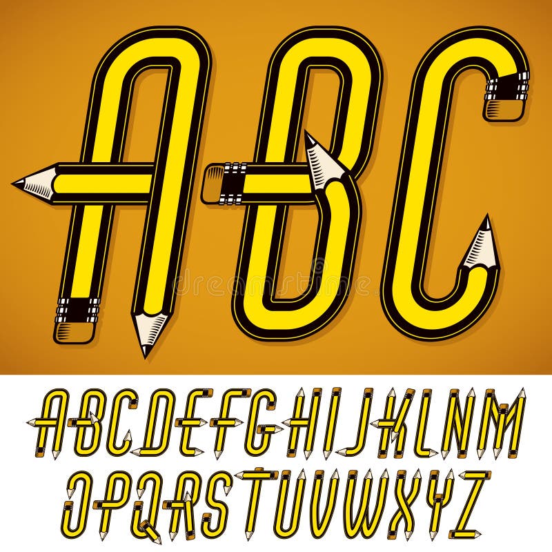 Vector Capital Alphabet Letters Collection Made with Pencils, Creative ...