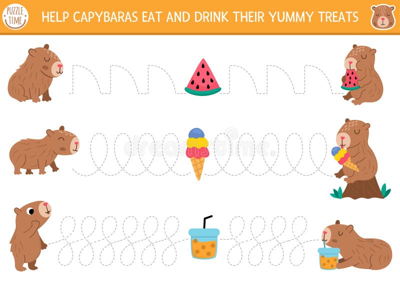 Vector Capybara Handwriting Practice Worksheet. Capibara Printable ...