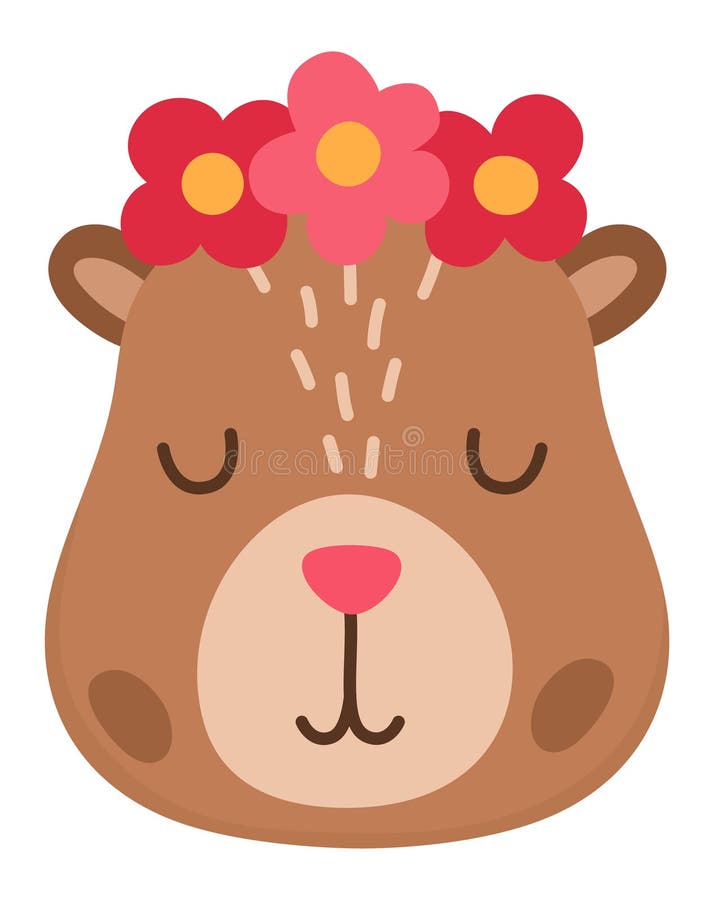 Vector Capybara Head Icon. Cute Capibara Face with Closed Eyes and ...