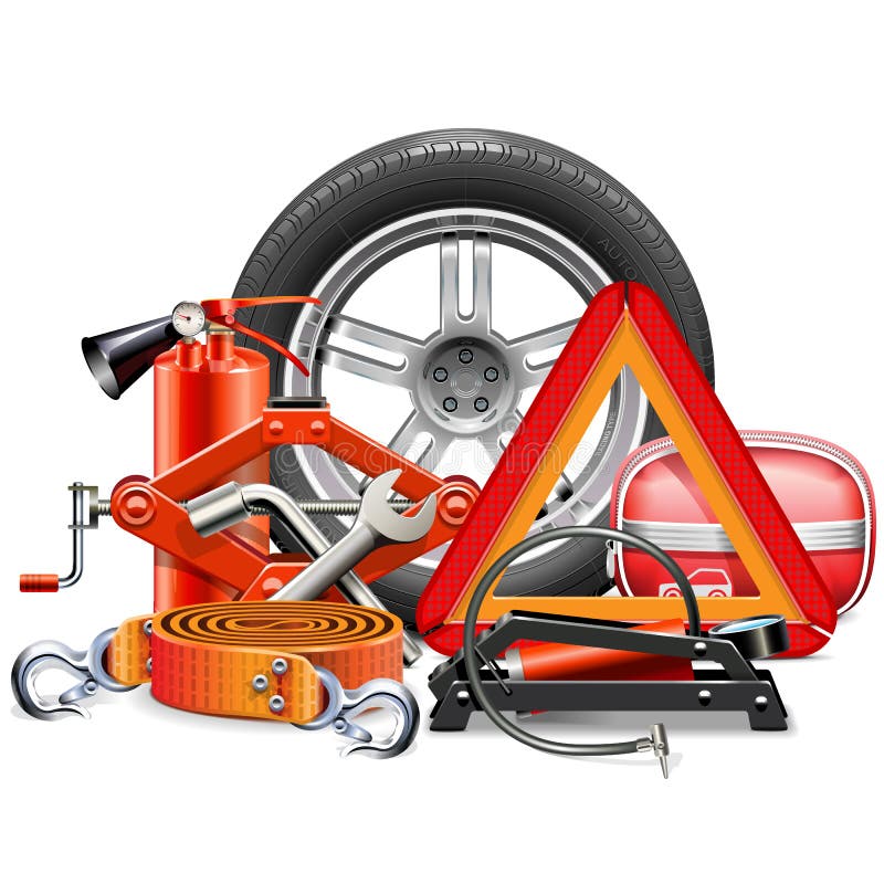 Vector Car Accessories Concept Stock Vector - Illustration of tire ...