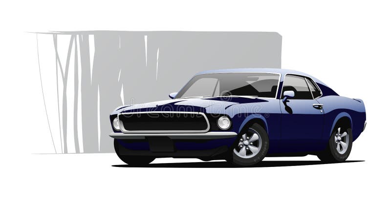 Blue Muscle Car. Vector Illustration. Stock Vector - Illustration of ...