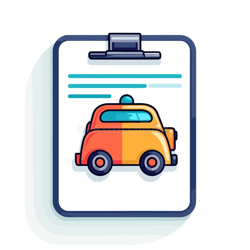 Vector of a Car Icon on a Clipboard, Representing a Vector Graphic ...