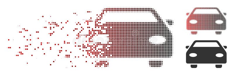Dissolving Pixel Halftone Car Icon Stock Vector - Illustration of ...