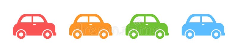 Vector Car Icon Set in Multiple Color Stock Vector - Illustration of ...