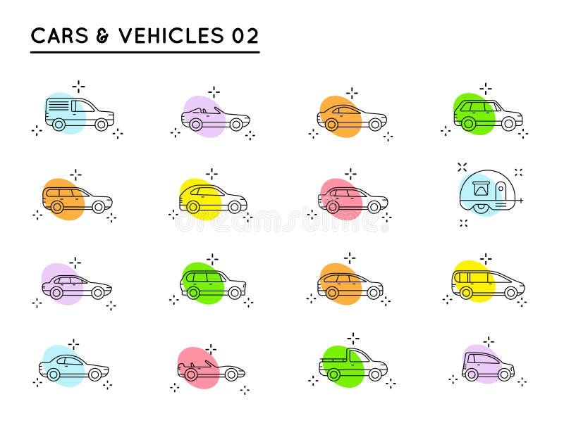 Vector Car Icons Set with Different Car Types Stock Vector ...