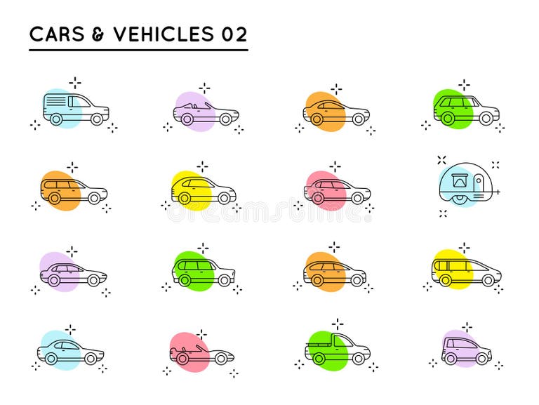Vector Car Icons Set with Different Car Types Stock Vector ...
