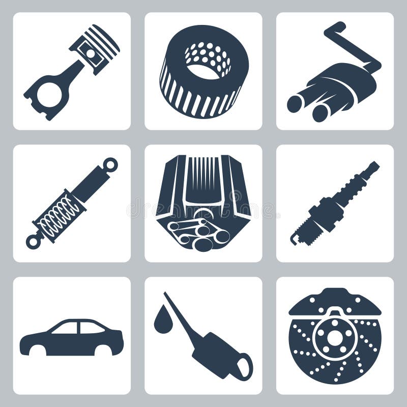 Vector car parts icons set stock vector. Illustration of machine - 34989037