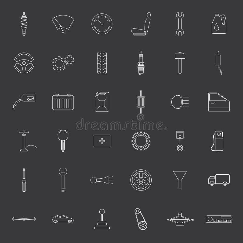 Car parts icons set stock vector. Illustration of steering - 45146347
