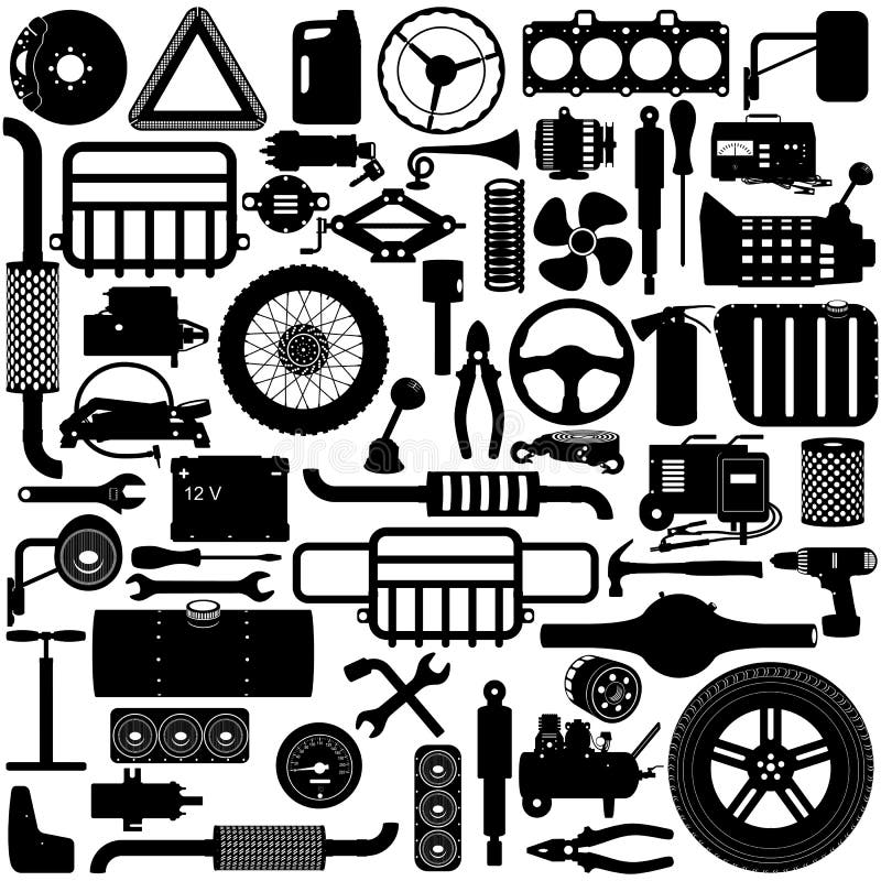 Vector Car Parts Pictogram stock vector. Illustration of motor - 95245935