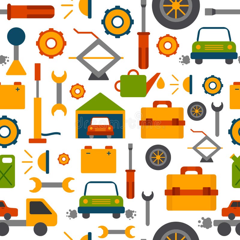 Vector Car Repair Cartoon Icon Stock Vector - Illustration of equipment ...