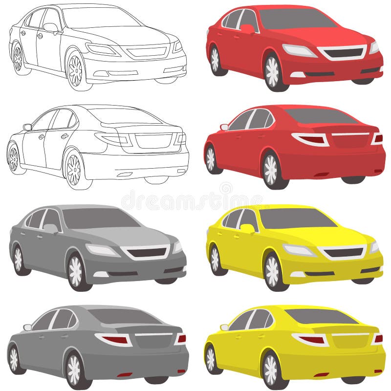 Vector Car Two View Front and Back Stock Vector - Illustration of ...