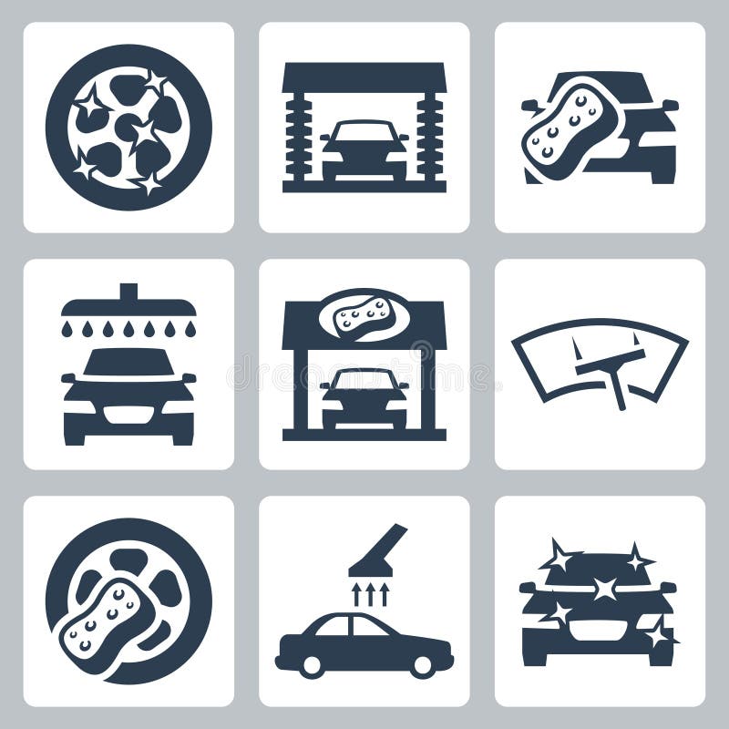 Vector car wash icons set stock vector. Illustration of automotive ...