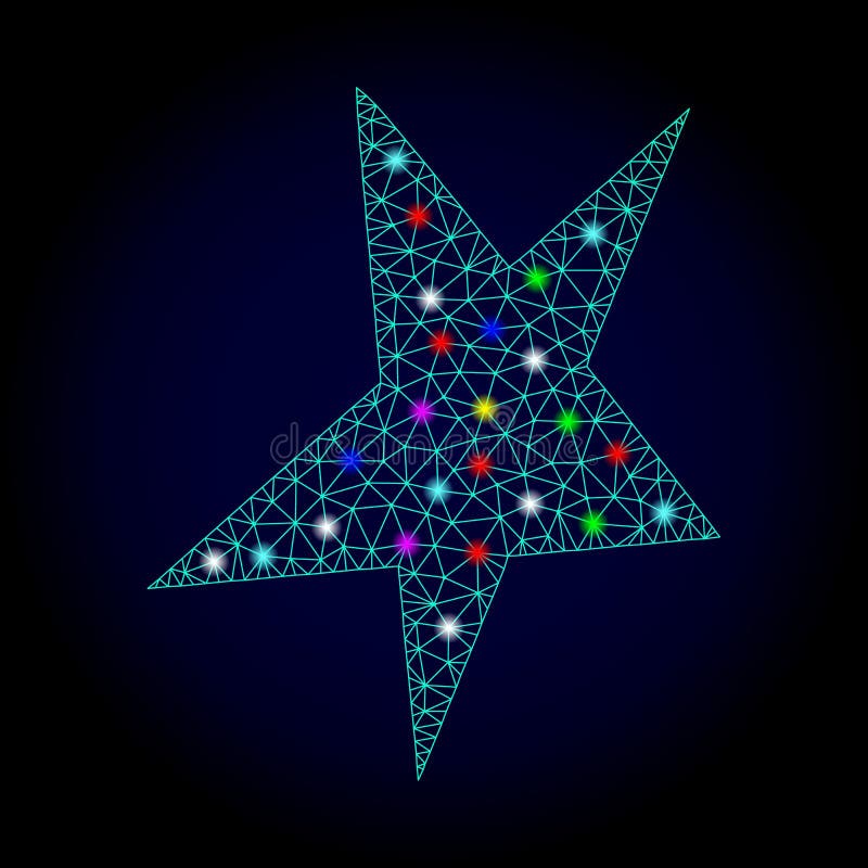 Vector Carcass Mesh Asymmetrical Star with Glare Spots for Chistmas ...