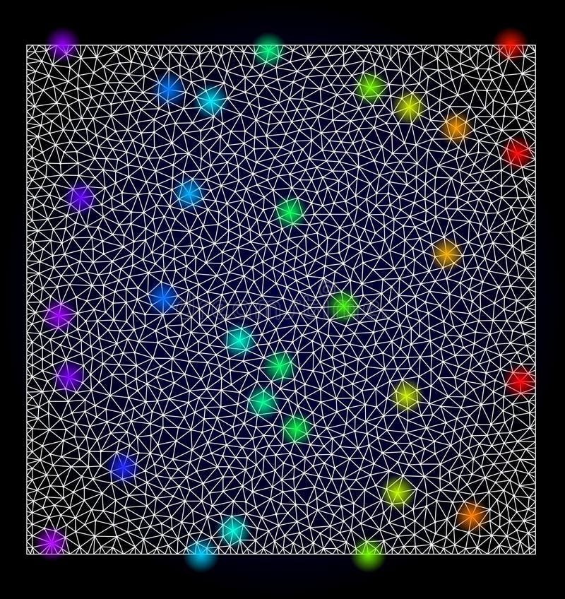 Vector Carcass Mesh Square Shape with Spectrum Colored Glowing Spots ...
