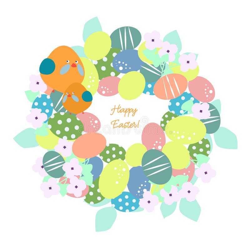 Vector Card with Bird and Easter Eggs Stock Illustration - Illustration ...