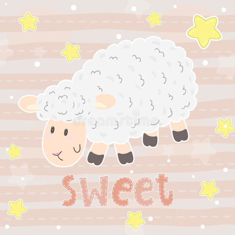Cute Sheep Print. Children's Collection for Clothes, Nursery, Postcards ...