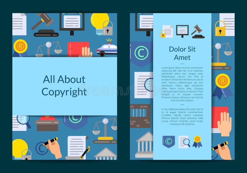 Vector Card or Flyer Template with Flat Style Copyright Elements Stock ...