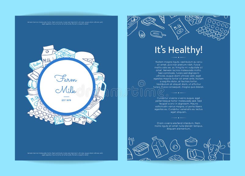 Vector Card Or Flyer Template Illustration With Hand Drawn Dairy